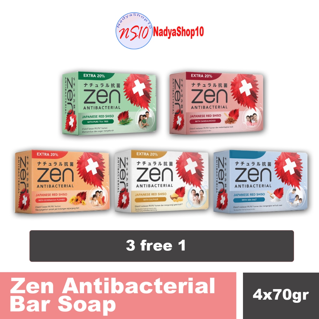 Jual ZEN Antibacterial Sabun Batang Shiso 4x70gr | Shopee Indonesia