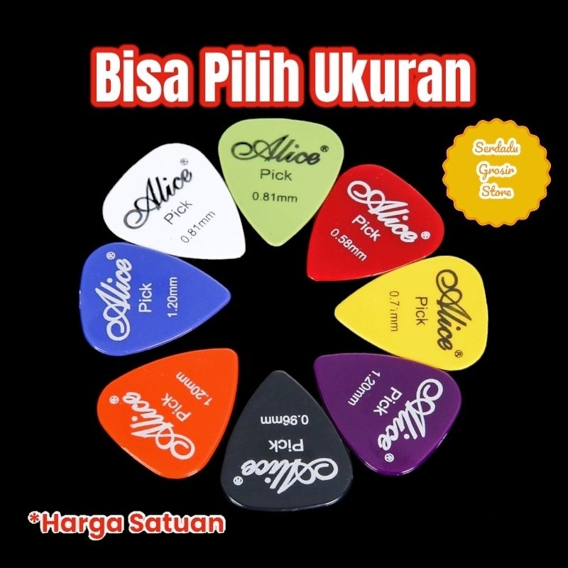 Jual Alice Pick Gitar Satuan (Per Pcs) Bisa Pilih ukuran 0.58 0.71 0.81 ...