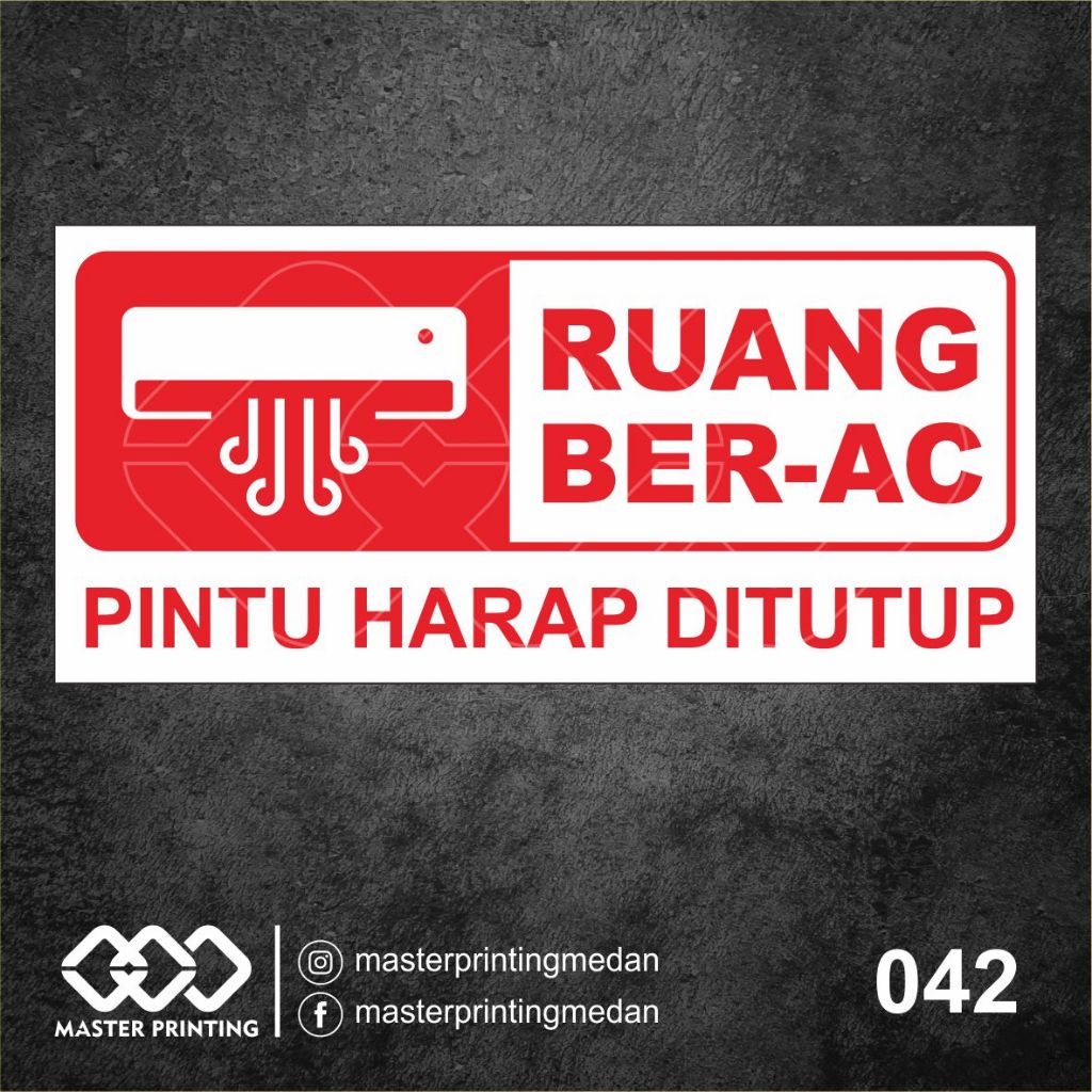 Jual 042 - Stiker Ruang BerAC, Ruangan Ber AC, Sticker Vinyl, Premium ...