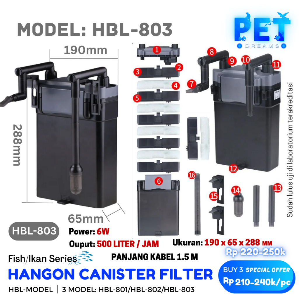 Jual EXTERNAL CANISTER AQUARIUM HANG ON HANGING HANGON FILTER GANTUNG ...