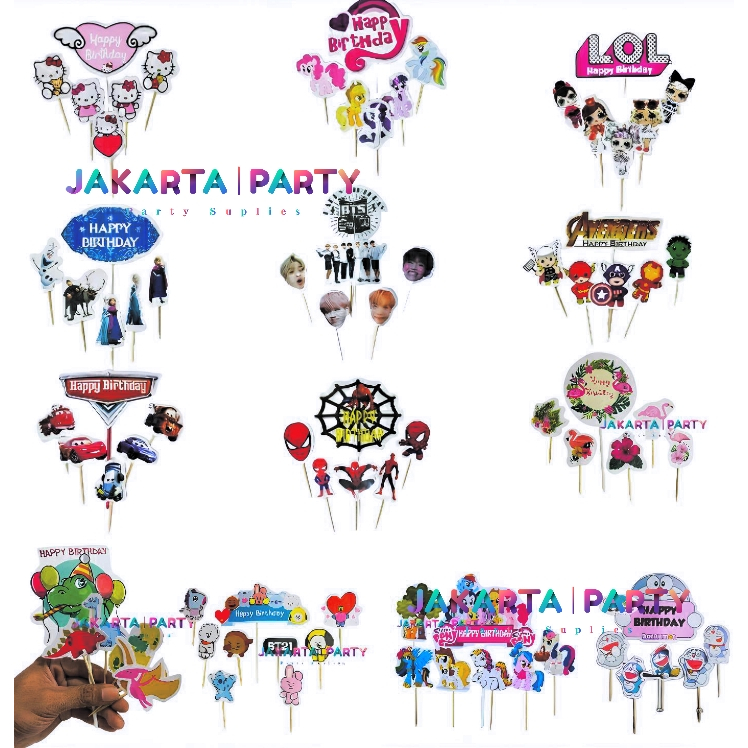Jual Cake Topper Karakter / Topper Cake Anak / Topper Cup Cake | Shopee ...