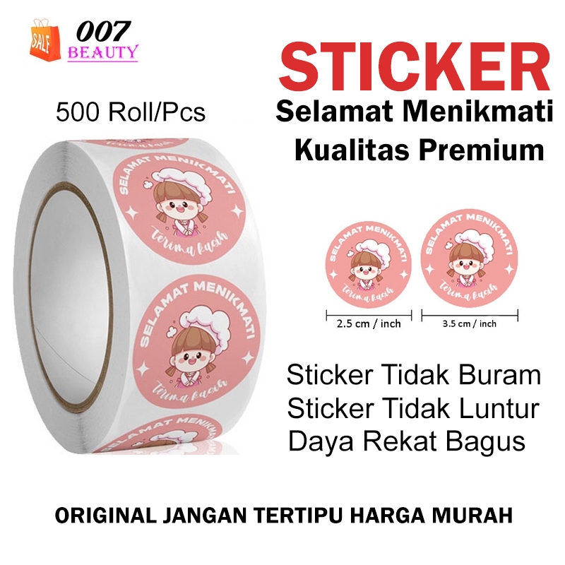 Jual (1 Roll Isi 500 Pcs) Roll Stiker 3.5 Cm/2,5 Cm Selamat Menikmati ...
