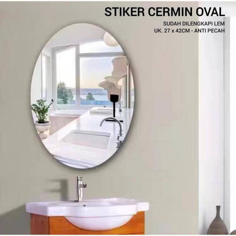 Jual Stiker cermin akrilik oval cermin akrilik tempel | Shopee Indonesia