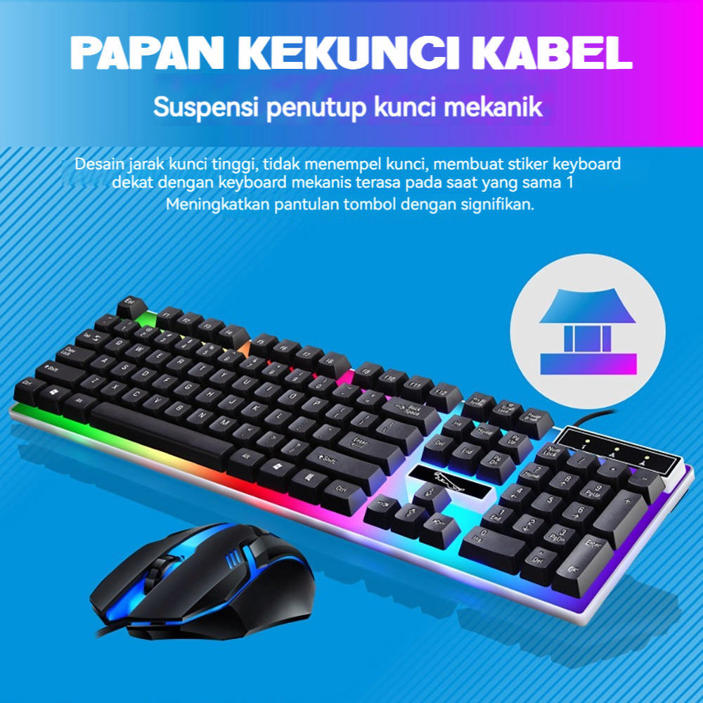 Jual Recommend Keyboard Mouse Gaming Set G21B RGB Mechanical USB Cable ...