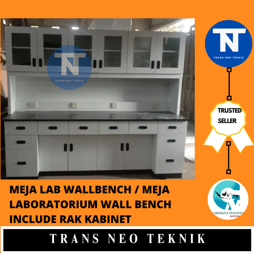 Jual MEJA LAB WALLBENCH / MEJA LABORATORIUM WALL BENCH INCLUDE RAK ...