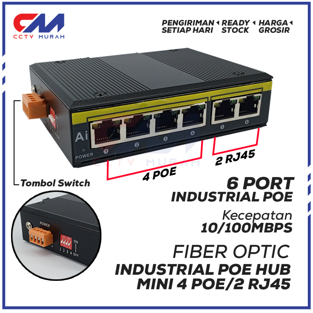 Jual Industrial Poe Switch Mini 6, 8 Port POE RJ45 10/100 Poe Switch ...