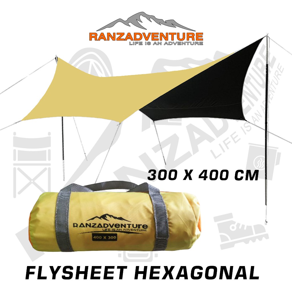 Jual flysheet tenda hexagonal 3x4 meter flysheet original ranz ...
