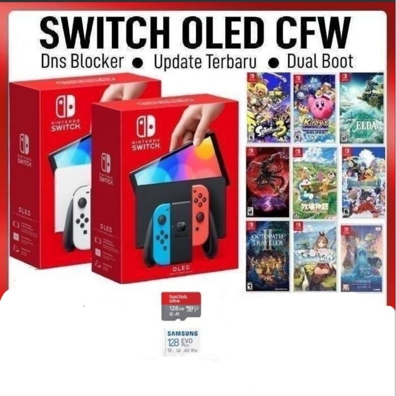 Jual Nintendo Switch OLED CFW 256GB 128GB Neon Red Blue White Putih 256 128 Gb Splatoon | Shopee ...