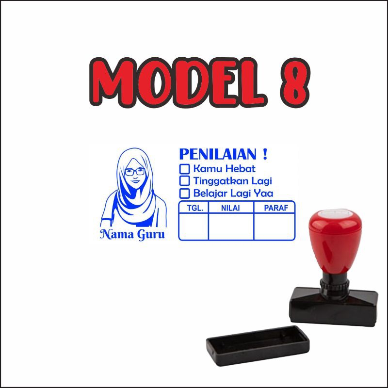 Jual stempel nilai guru custom tulisan bisa tambah foto sudah ada tinta ...