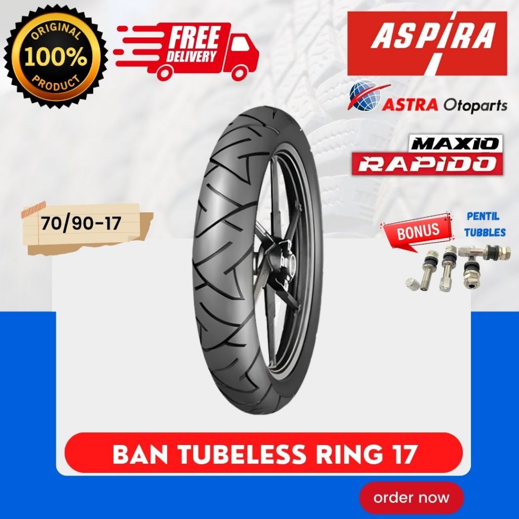 Jual BAN ASPIRA RAPIDO TUBELESS (70/90 - 80/90 - 90/90) / BAN LUAR TUBLES ASPIRA MAXIO RAPIDO ...