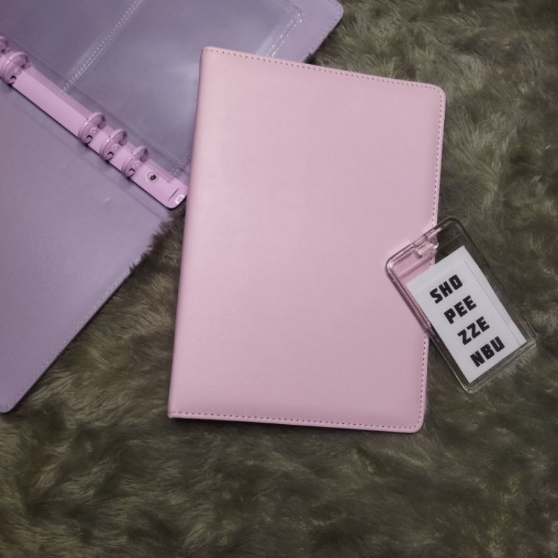 Jual binder kulit a5 6 ring leather sundae bibimcat new baru pink ...