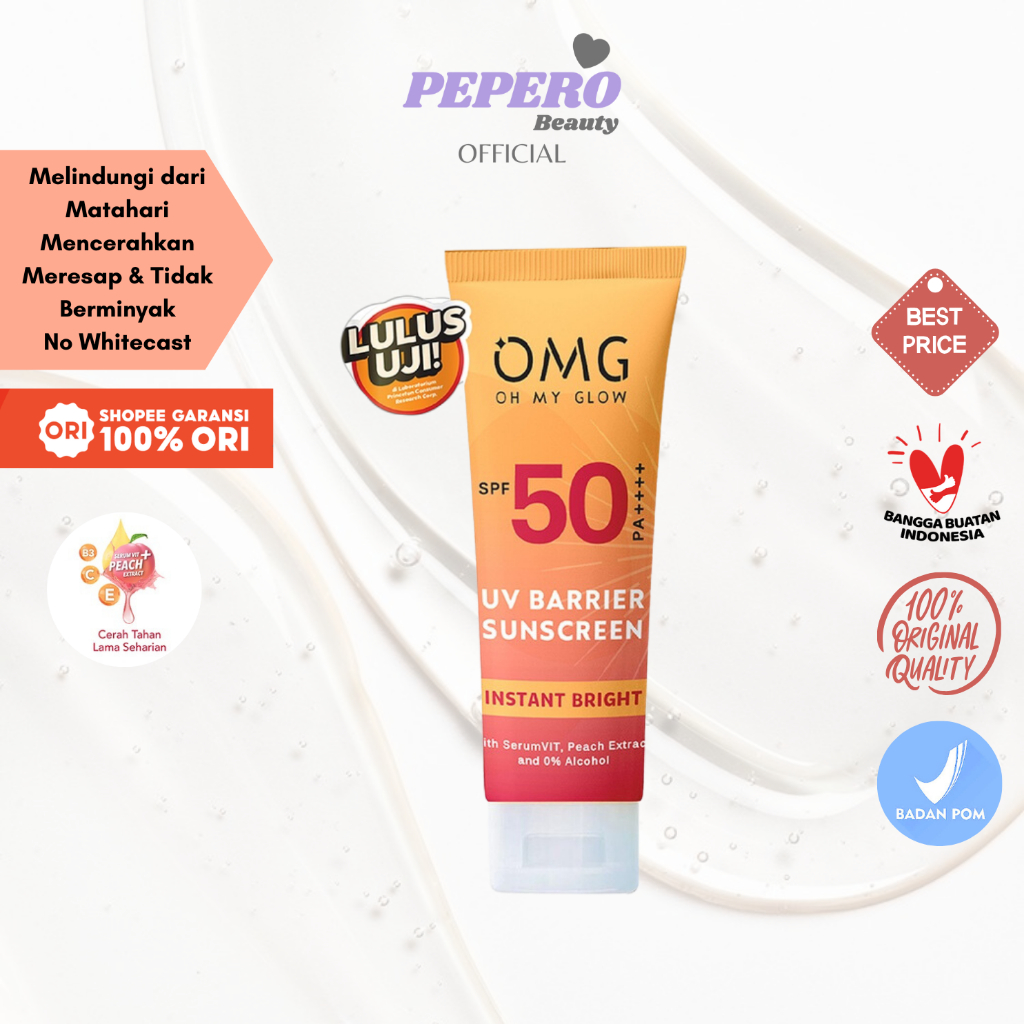 Jual OMG OH MY GLOW UV Barrier Sunscreen SPF 50 PA++++ 25 ml | Shopee ...