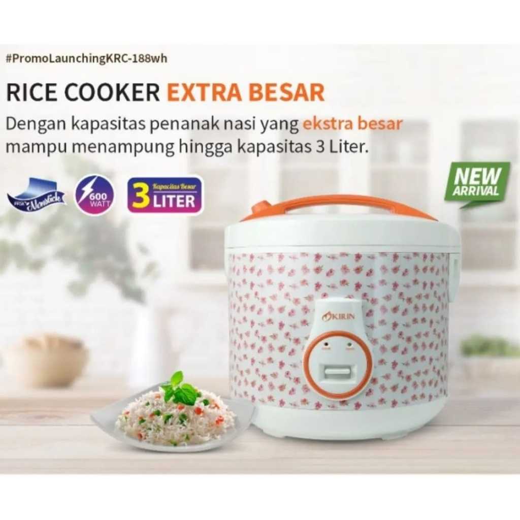 Jual Penanak Nasi / Rice Cooker / Magic Com Kirin KRC 188 Kapasitas 3 Liter | Shopee Indonesia