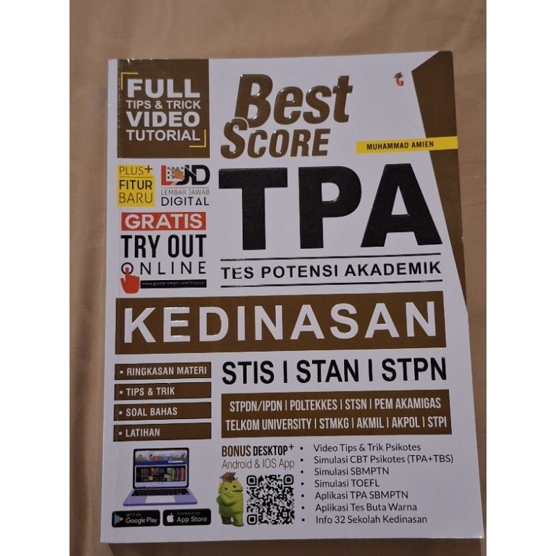 Jual Buku TPA Kedinasan - BEST SCORE TPA KEDINASAN STIS STAN STPN ...