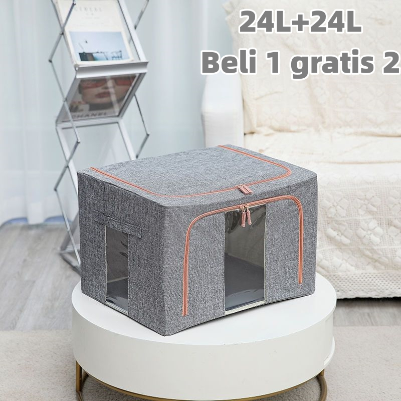 Jual linen katun lebih tebal organizer box Lipat storage box pakaian ...