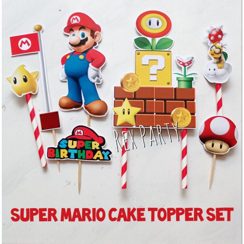 Jual Mario Cake Topper Big/Super Mario Cake Topper/Topper Mario/Topper ...