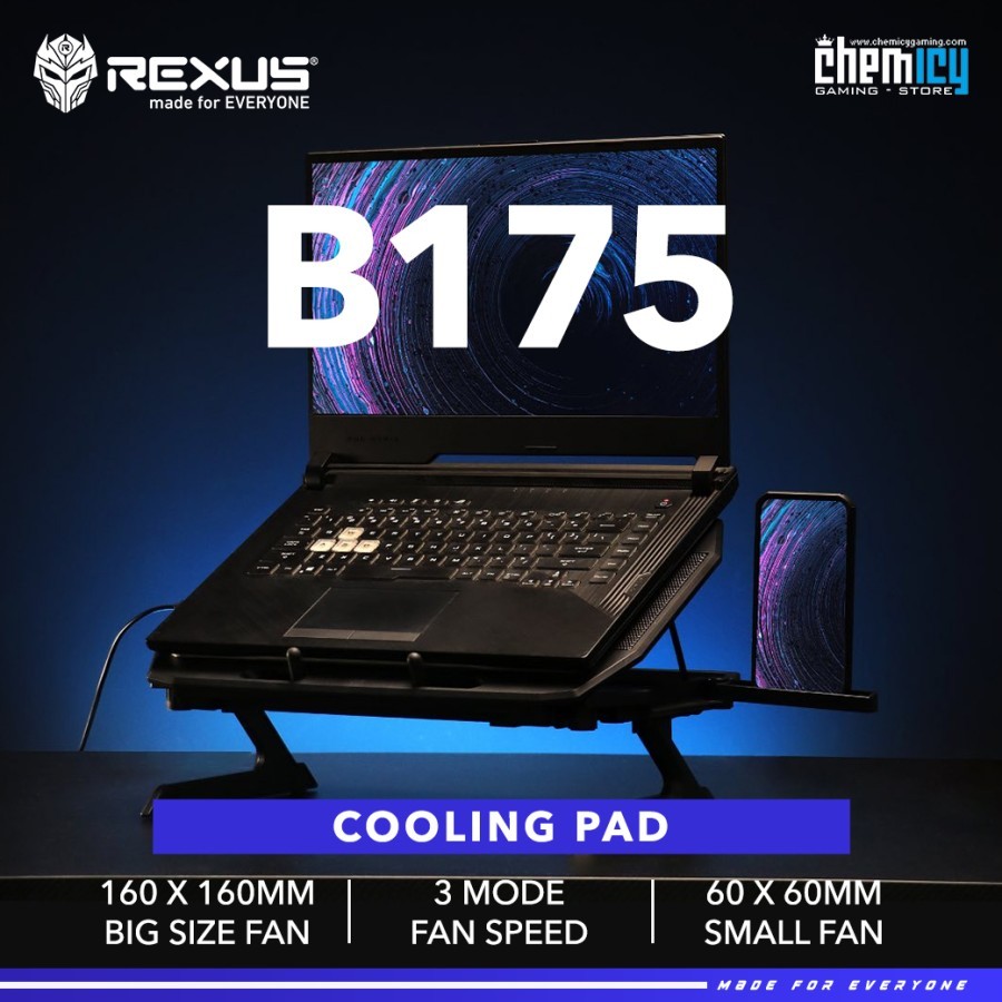 Jual Rexus B175 / B-175 RGB Cooling Pad / Fan Laptop | Shopee Indonesia