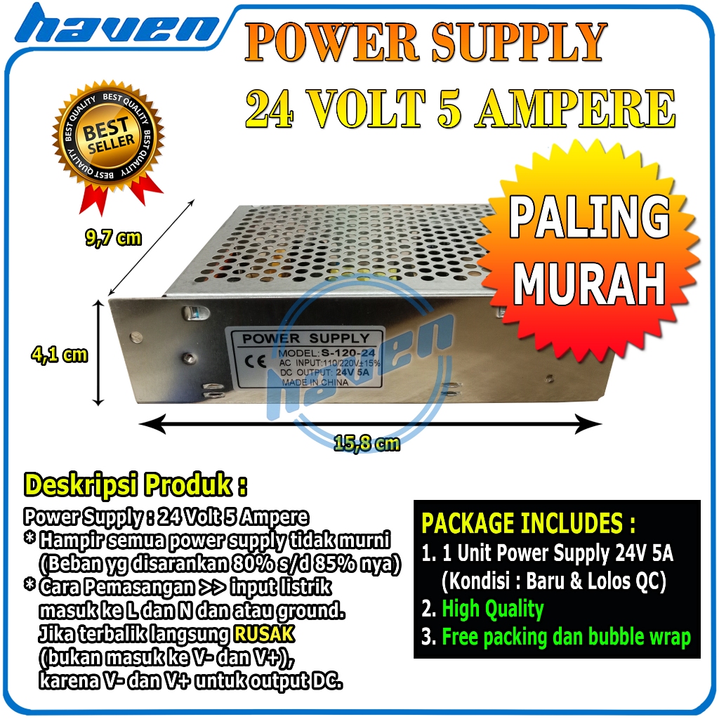 Jual Switchng Power Supply 24V 5A / PSU 24V 5A Switching Power | Shopee ...