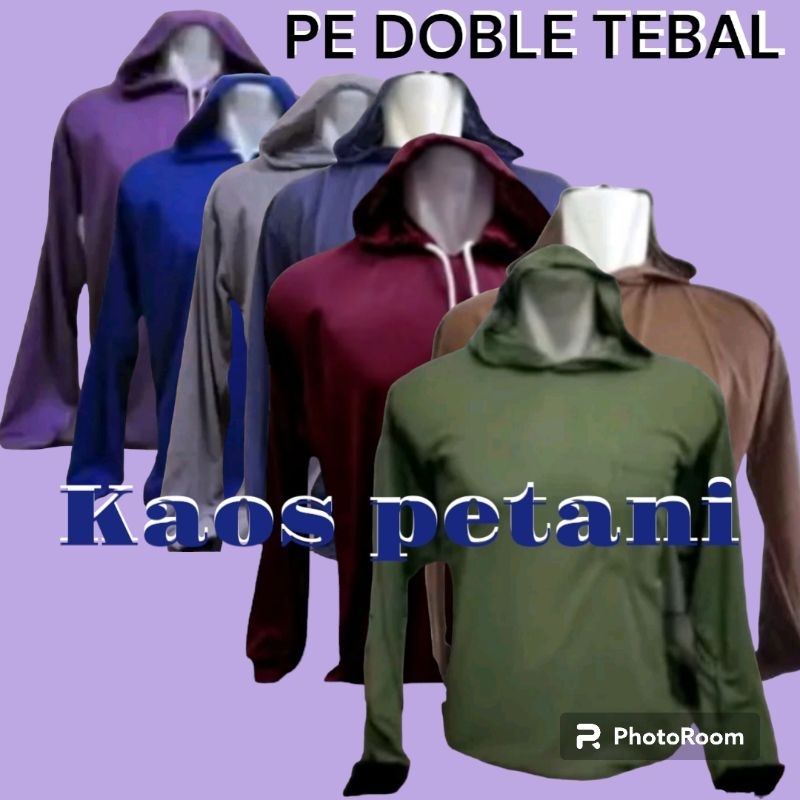Jual Kaos Pria Lengan Panjang Kaos Kuplok Polos P.E DOBLE Tebal Basahan ...