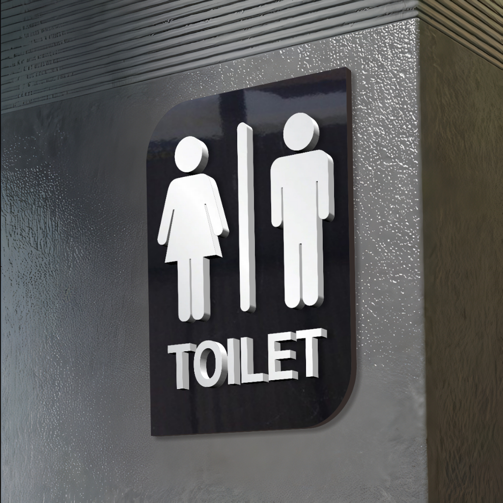 Jual Signage Acrylic Pop Up Sign Kotak 13 x 17,5 cm - Toilet Hitam ...