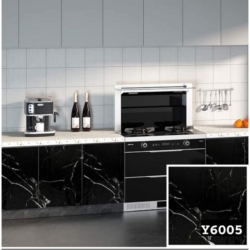 Jual sticker dapur uk 60cm x 3m kitchen stiker aluminium marmer keramik ...