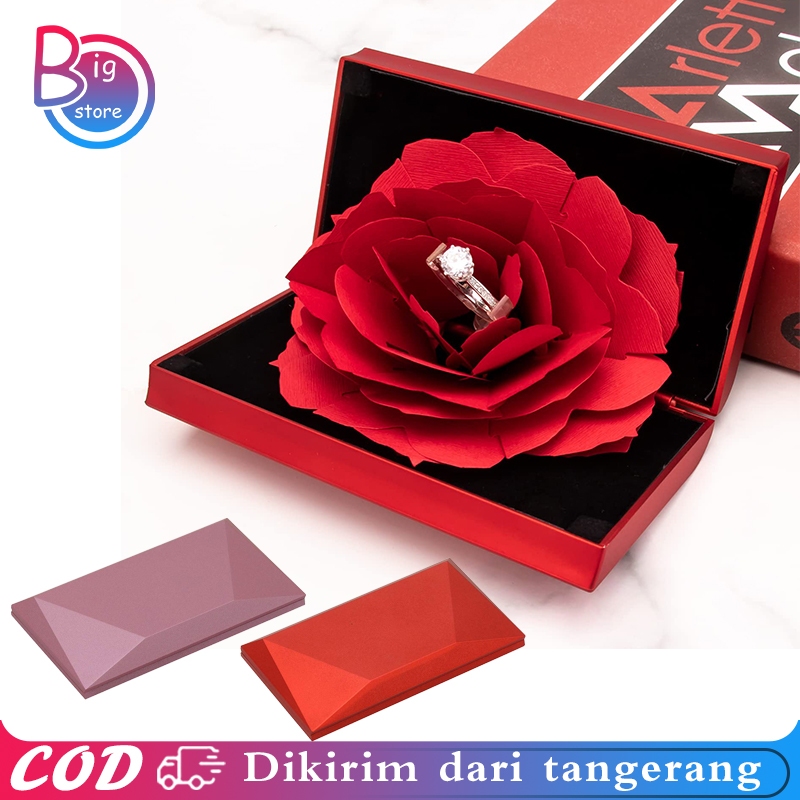 Jual 3d Rose Ring Box Pop Up Kotak Cincin Mawar Lamaran Eternal Rose ...