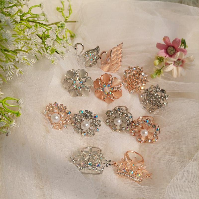 Jual 016 ring hijab bunga/ring hijab angsa/ring hijab mahkota/ring ...