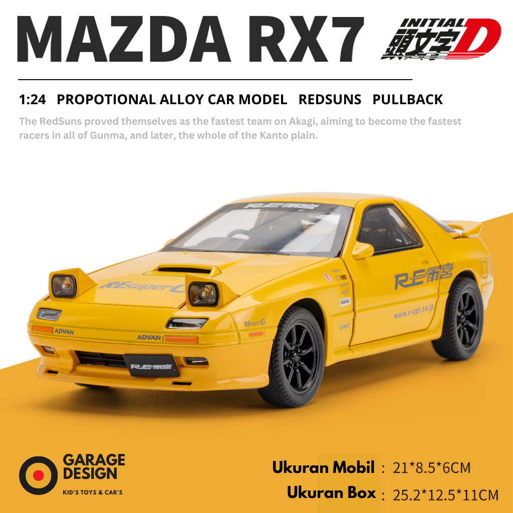 Jual Miniatur Diecast Mobil 1:20 Initial D Mazda RX7 RedSuns - Mobil ...
