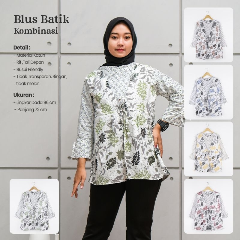 Jual Blus Batik Soft Rompi Kombinasi - Joglo Batik | Shopee Indonesia
