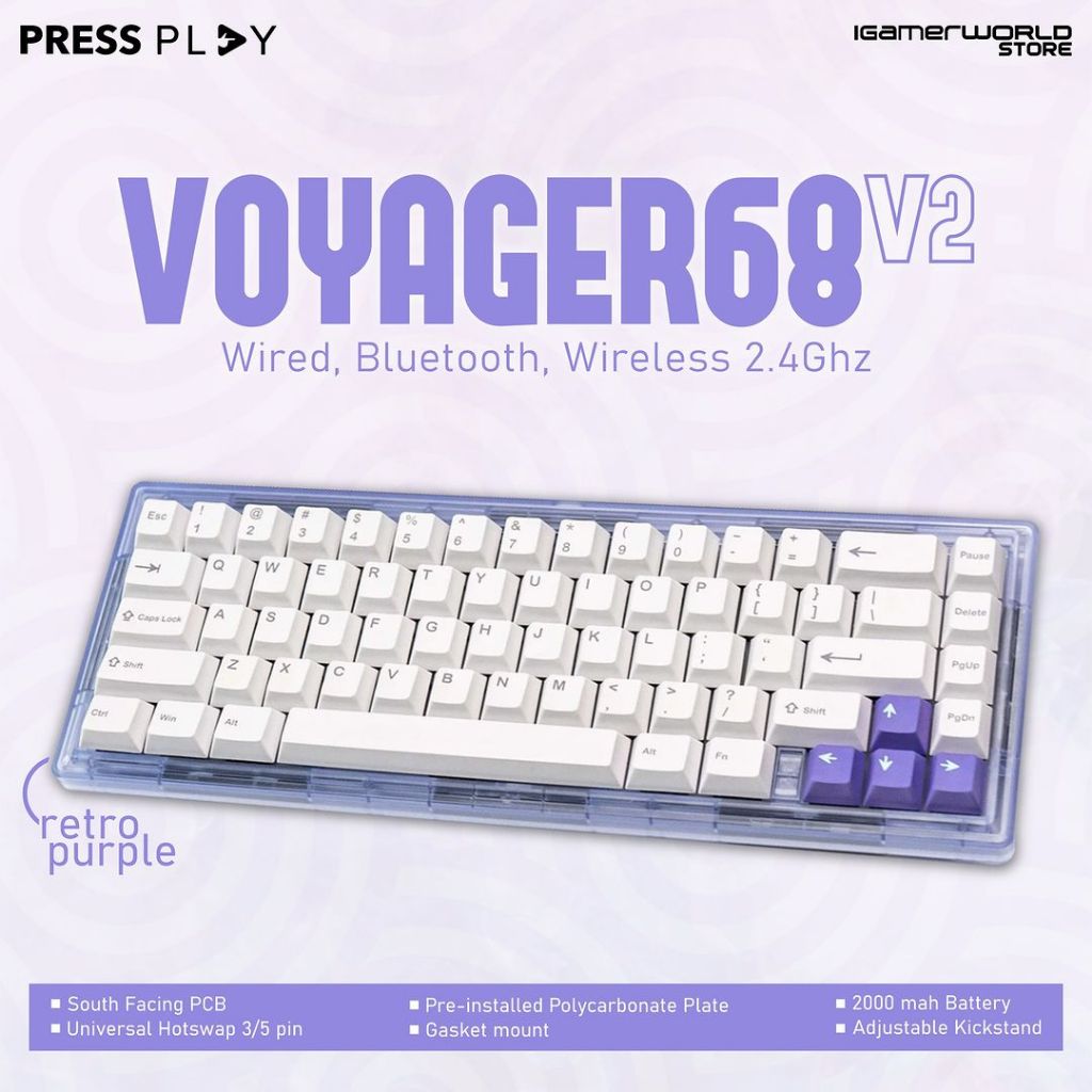 Jual Press Play VOYAGER68 V2 65% 67-key Mechanical Keyboard | Shopee ...