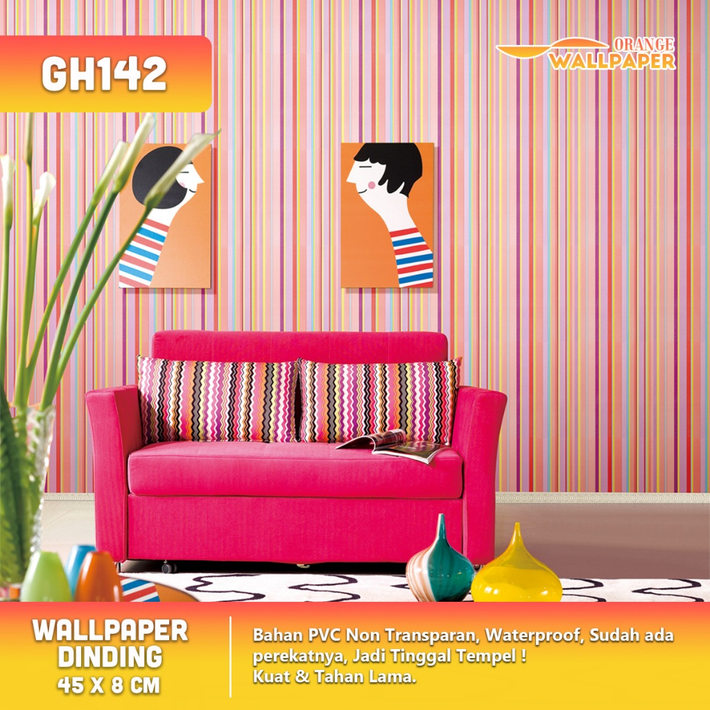 Jual ORANGE WALLPAPER Dinding Sticker Motif Salur Garis-Garis Ukuran 45cm x 8M | Shopee Indonesia