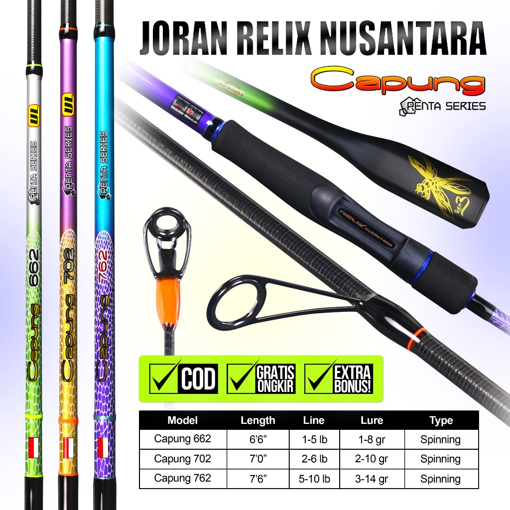 Jual EXTRA BONUS Joran Relix Nusantara CAPUNG GEN 2 dan Gen 3 Spinning ...