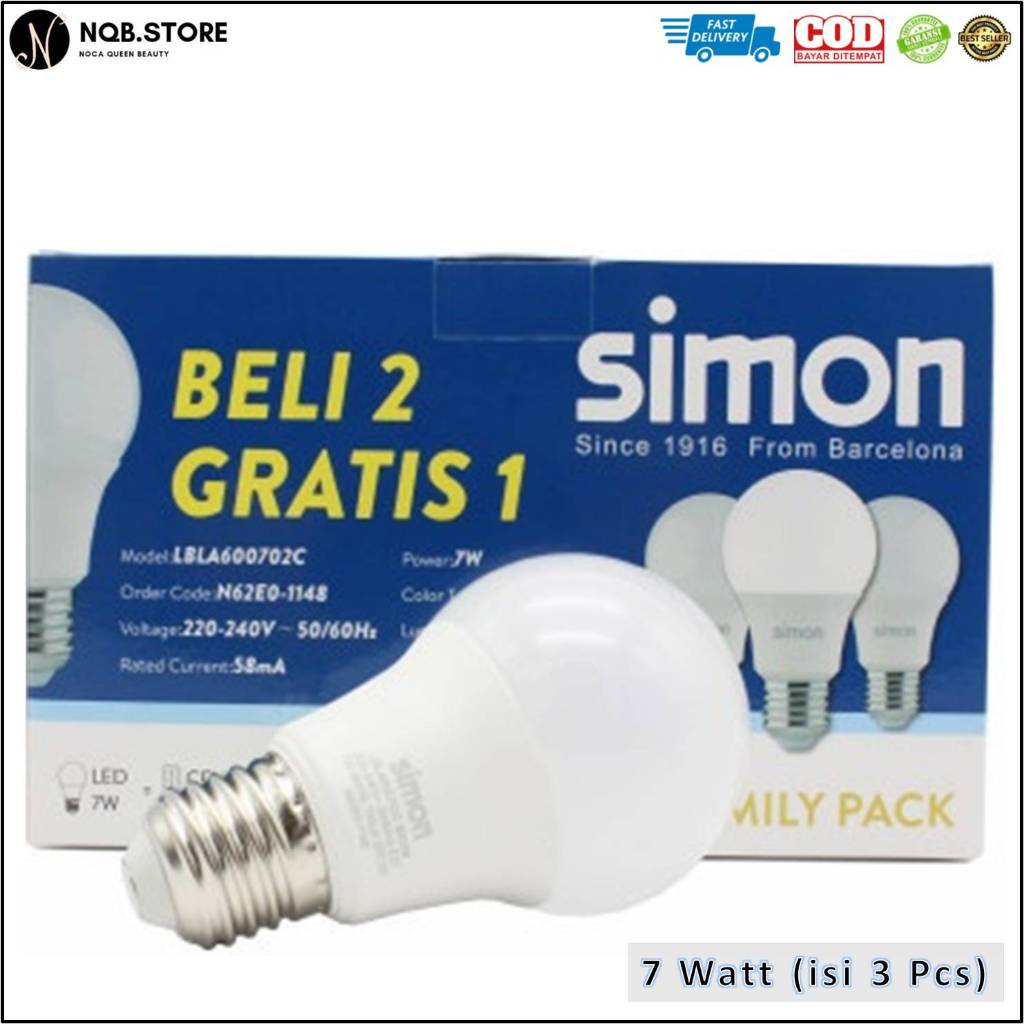 Jual NQB - PAKET Lampu LED SIMON Valor Family Pack isi 3 Pcs Bola 7W ...