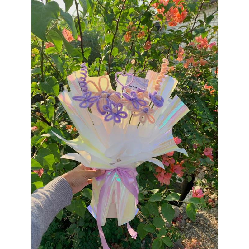 Jual buket pipe cleaner flowers / bucket bunga kawat bulu / bouquet ...