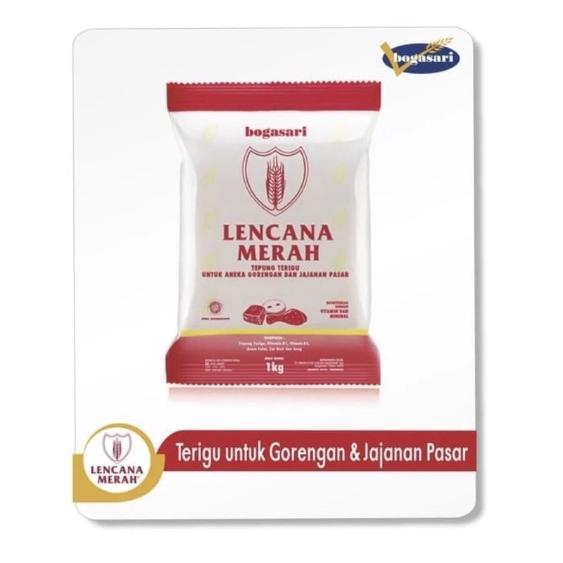 Jual Tepung Terigu Protein Rendah Bogasari Lencana Merah 1 Kg | Shopee ...