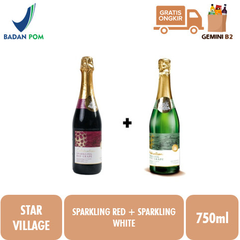 Jual [NON ALKOHOL] Star Village Sparkling Red Grape + Sparkling White Grape 750ML/Jus Anggur ...