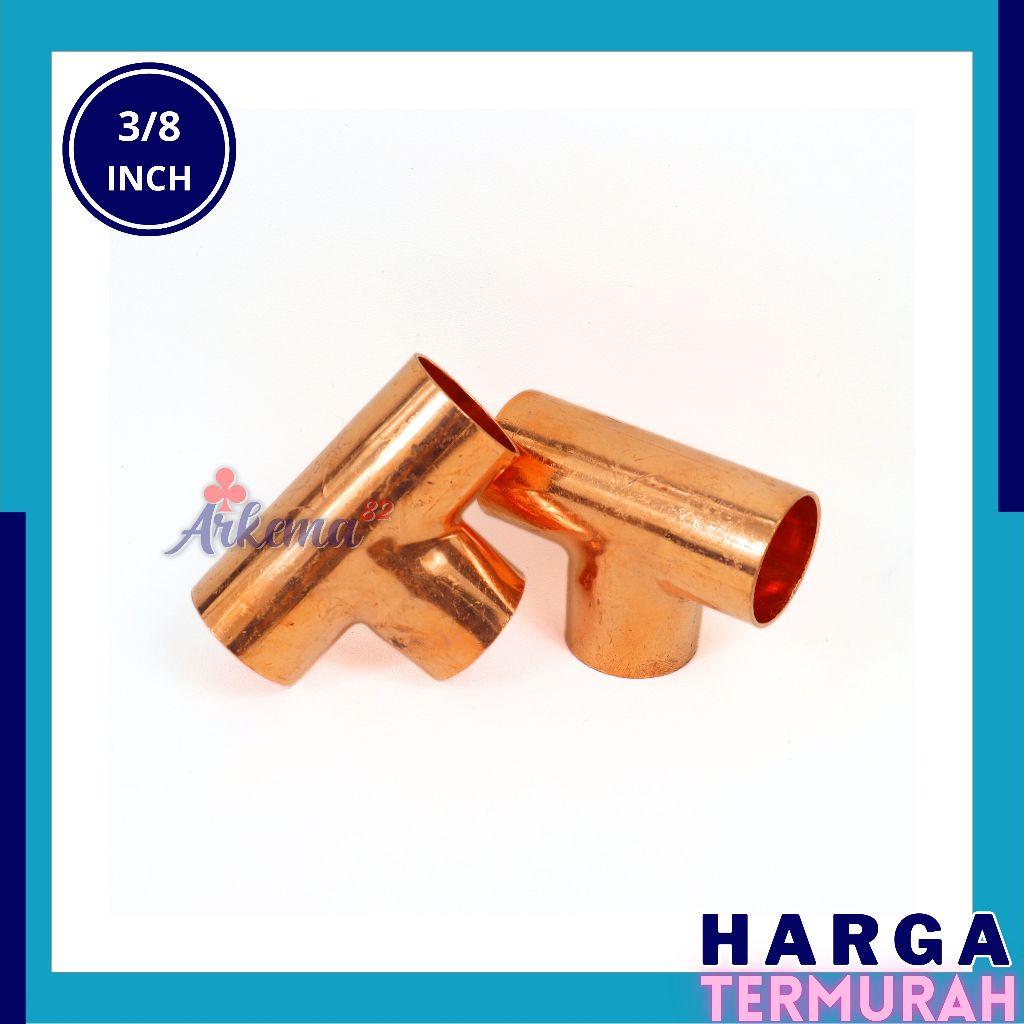 Jual SAMBUNGAN TEE 3/8 INCH | COPPER TEE TEMBAGA 3/8" | TE FITTING PENYAMBUNG PIPA 3/8 | CABANG ...