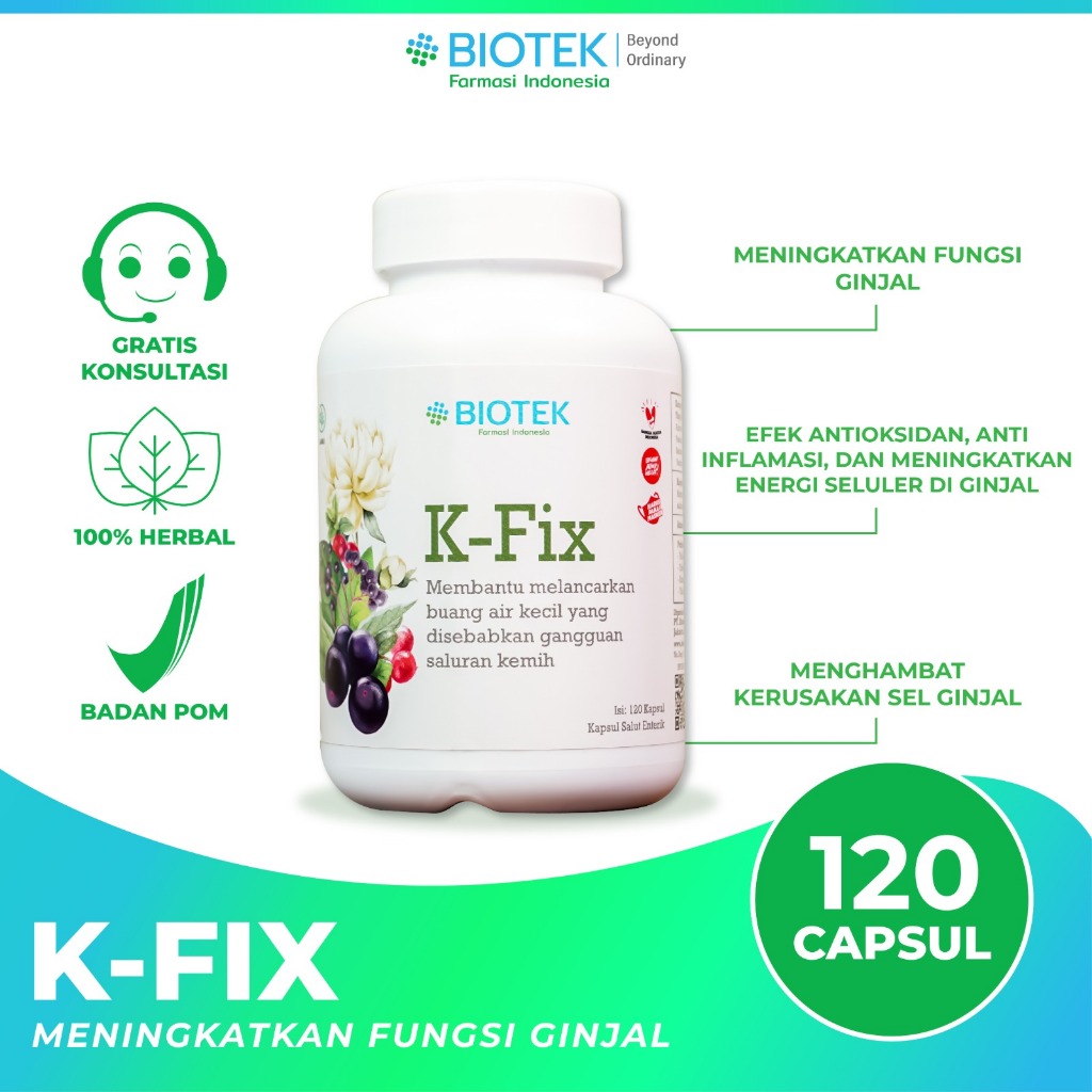 Jual Biotek Farmasi K -FIX 120 Kapsul / Meningkatkan Fungsi Ginjal ...