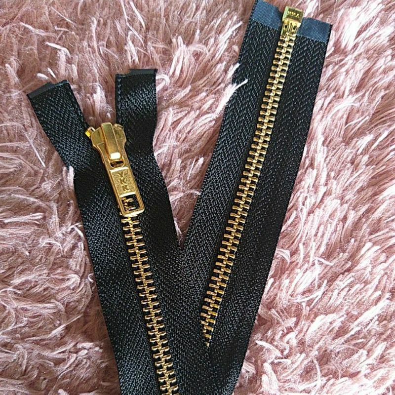 Jual RESLETING JAKET YKK BESI EMAS RGOR-56 HITAM | Shopee Indonesia