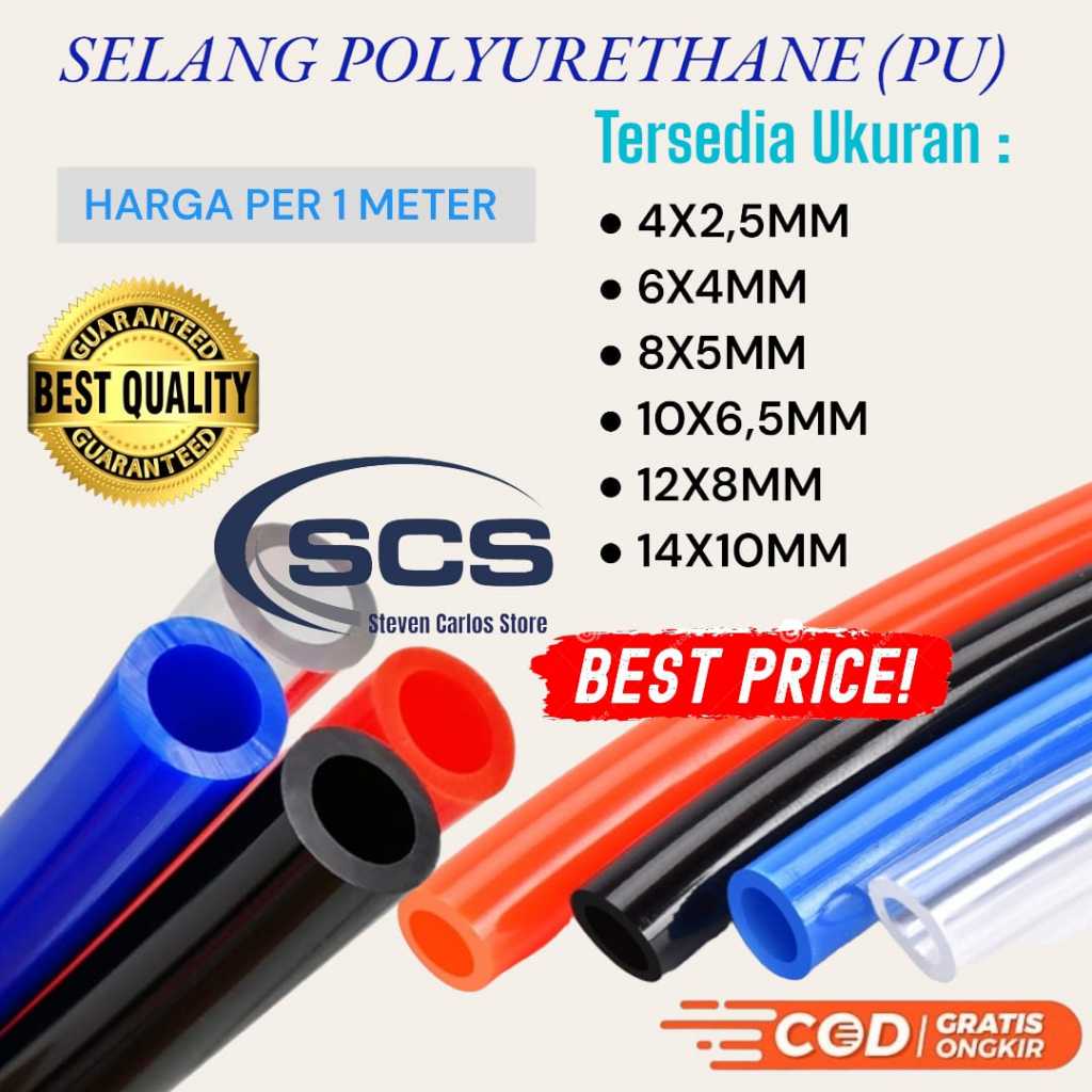 Jual SELANG ANGIN PNEUMATIC PU 10x6,5MM HOSE SELANG POLYURETHANE HARGA PER METER (PU) | Shopee ...