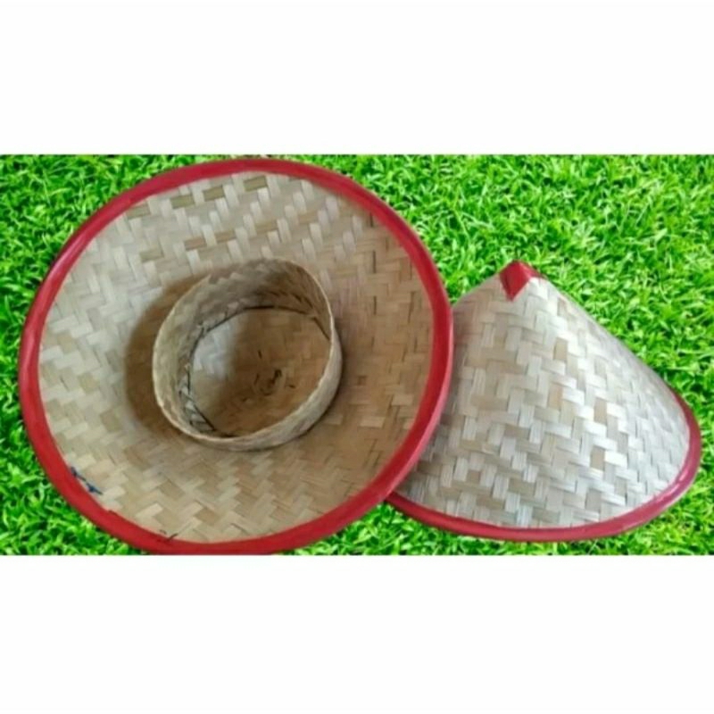 Jual Caping bambu Petani Lis Merah Dan biru Plus Kopyah Topi Petani ...