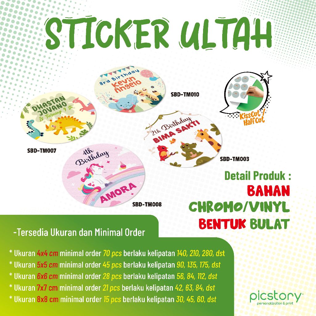 Jual Stiker Bulat Ulang Tahun Anak / Cetak Sticker Ultah Birthday ...