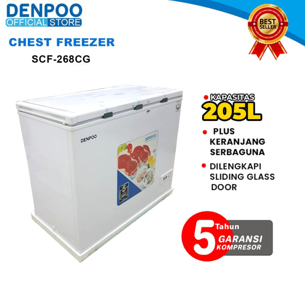 Jual DENPOO Chest Freezer SCF 268 CG Kapasitas 205 Liter | Shopee Indonesia