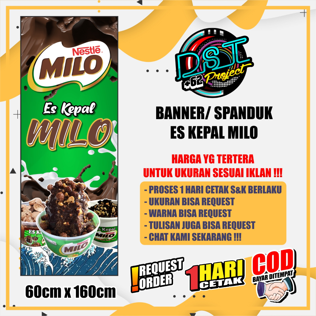 Jual BANNER / SPANDUK ES KEPAL MILO 60 x 160 | Shopee Indonesia