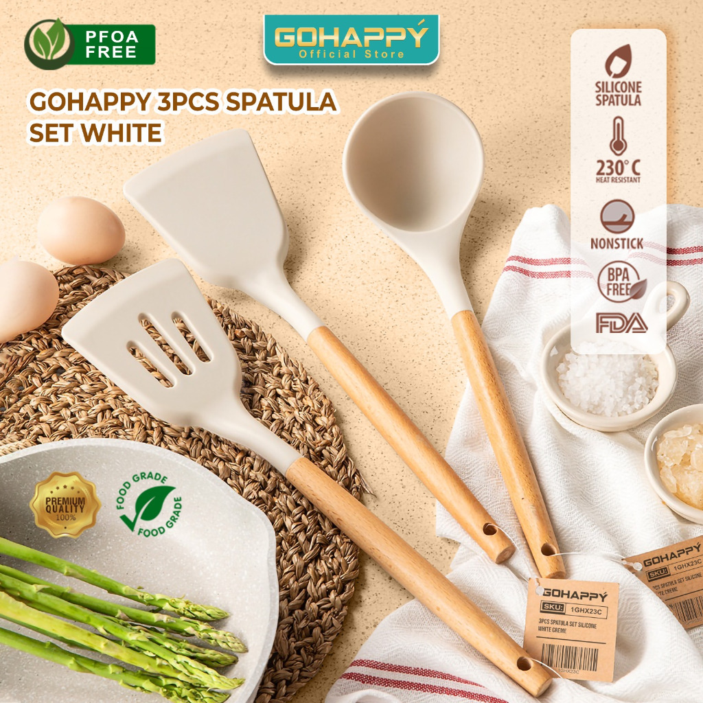 Jual Spatula Set Silikon isi 3 IN 1 GOHAPPY SUTIL SILICONE 3PC ...