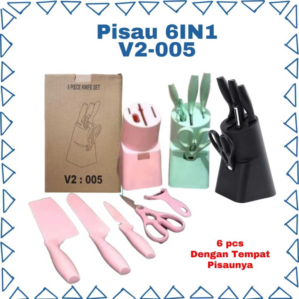 Jual V2 PISAU SET / KNIFE SET 6PCS V2-005/ PISAU DAPUR 6IN1 DENGAN ...