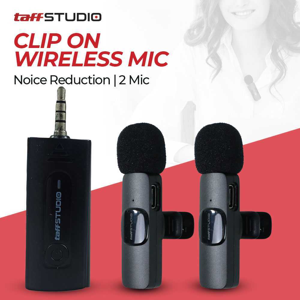 Jual TaffSTUDIO Clip On Mic Wireless Noice Reduction Vlogging Singing Live Streaming 3.5mm - K35 ...