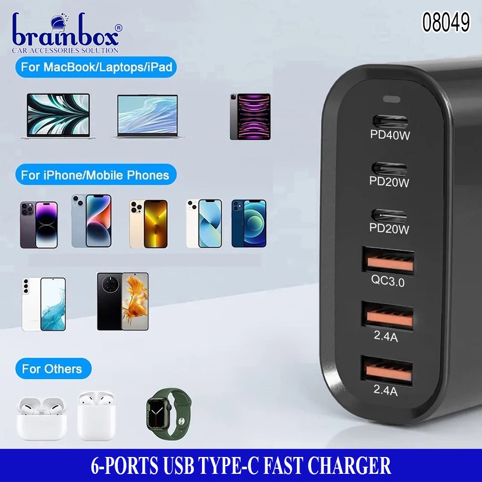 Jual Adaptor Charger 6 Port USB Type-C 155W Fast Charging Handphone ...