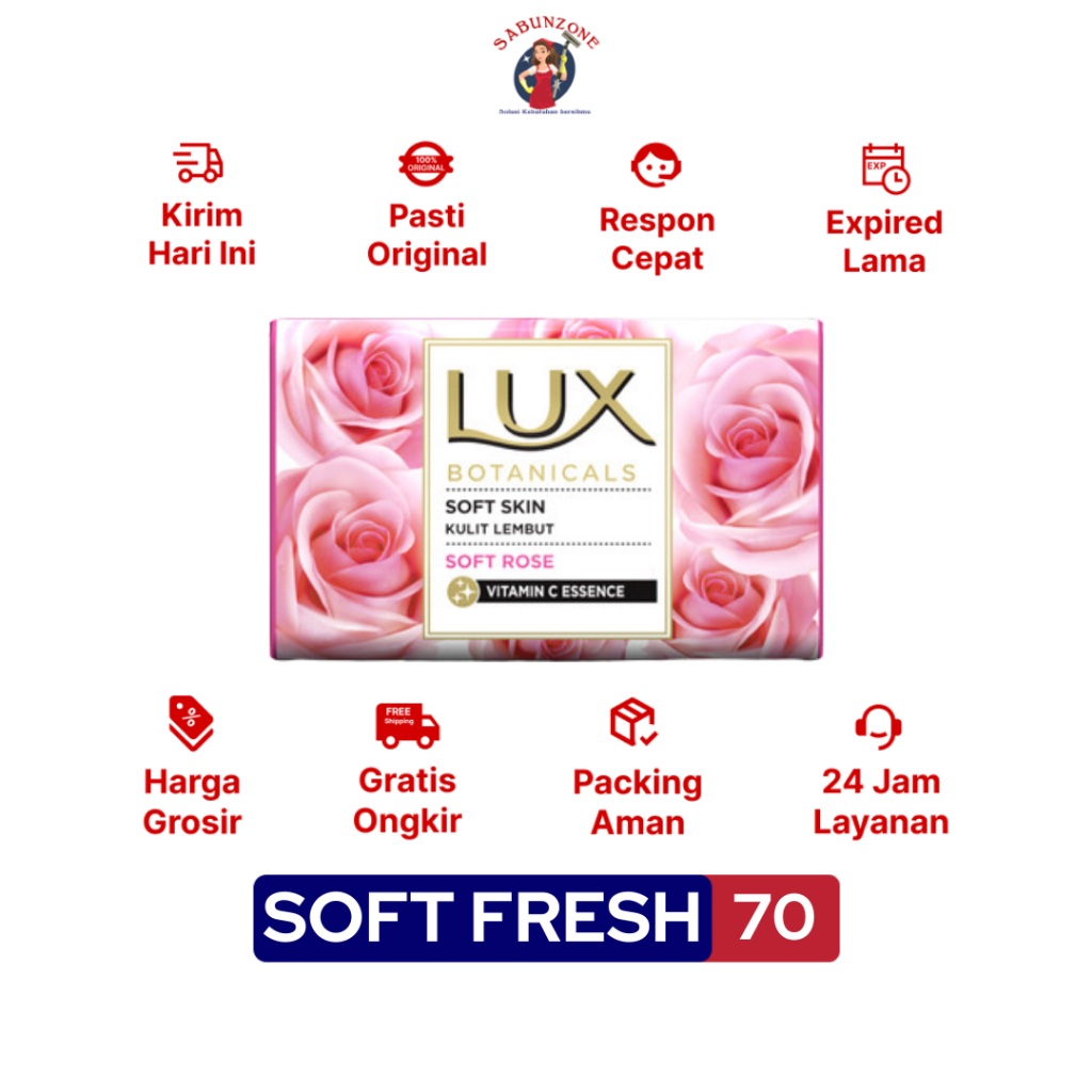 Jual Sabun Mandi Batang Lux Bar Botanicals Soft Rose Pink 70 gr ...