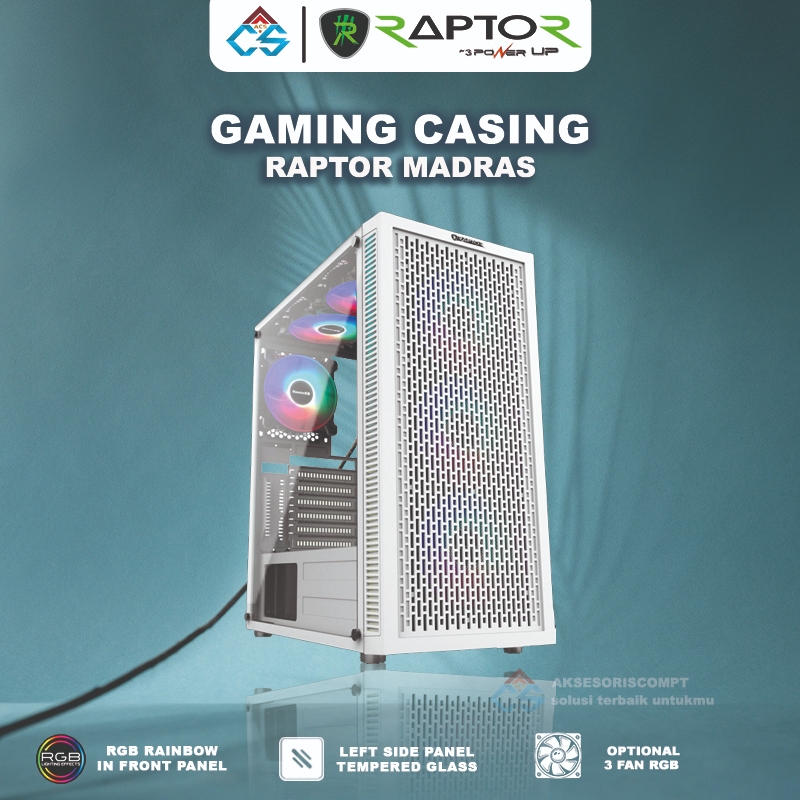 Jual Casing Gaming RAPTOR MADRAS WHITE - Casing Gaming FULL ATX ...